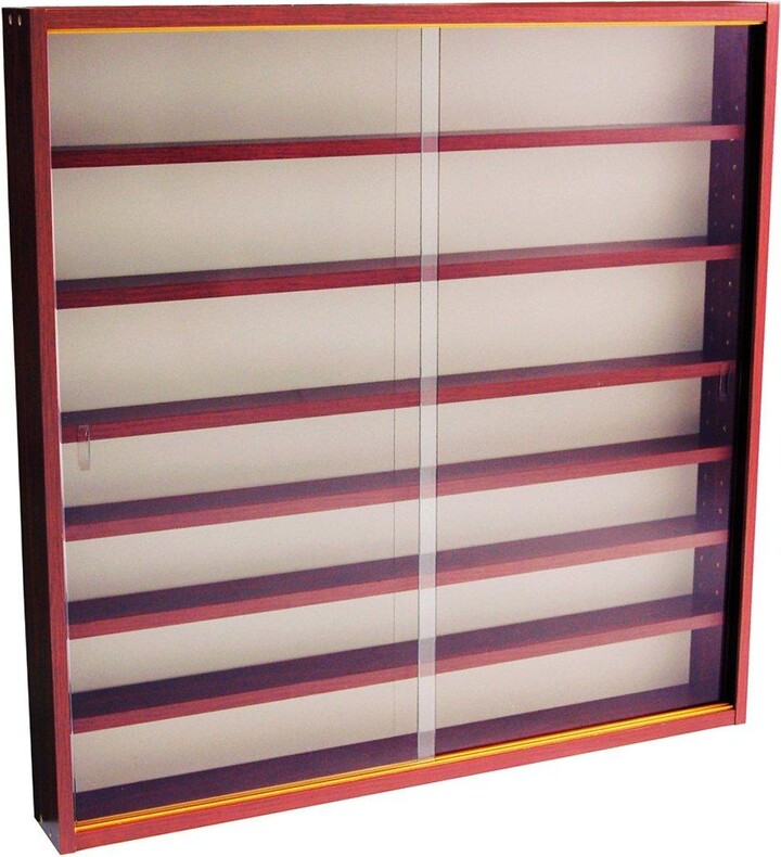 Watsons 'Reveal' 6 Shelf Glass Wall Collectors Display Cabinet Mahogany ...