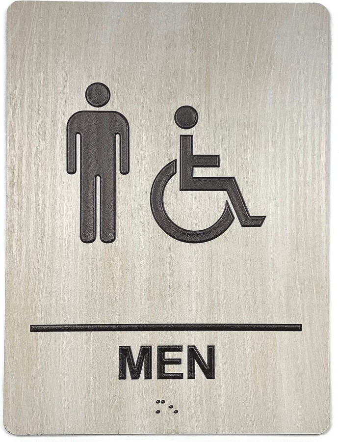 Etsy Ada Compliant Bathroom Sign With Braille - Acrylic Whitewash Wood ...