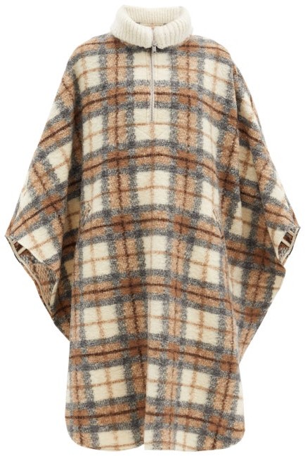 Etoile Isabel Marant Gabin Roll-neck Checked Wool-blend Cape Coat ...