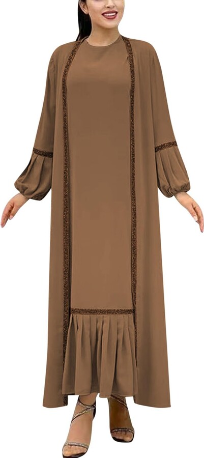 Beokeuioe Women's Two Piece Islamic Abaya Jilbab Muslim Dresses with ...
