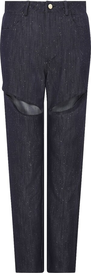 Sour Figs Embellished Sparkly Cut-Out Jeans In Profound Blue - ShopStyle