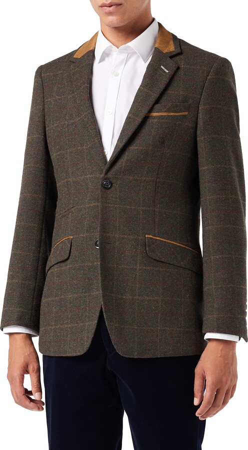 XPOSED of London Classic Men’s Tweed Country Blazer Retro Checks Smart ...