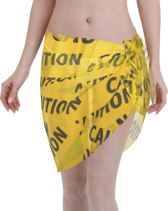 Anticsao Women Beach Sarong Caution Tape Women Beach Short Sarongs ...