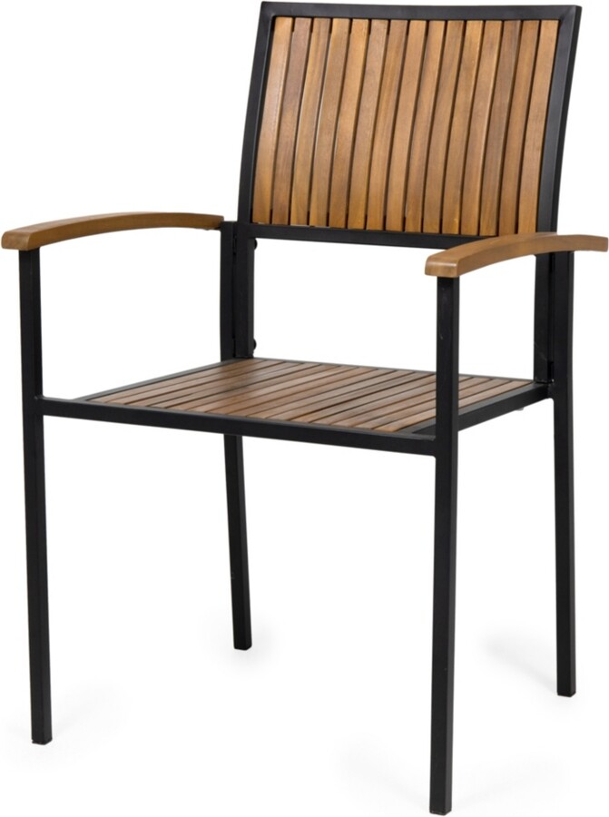 Simplie Fun Modern Industrial Dining Chair Set with Durable Acacia Wood ...