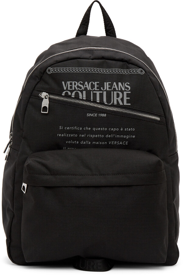 Versace Jeans Couture Black & Silver Warranty Backpack - ShopStyle