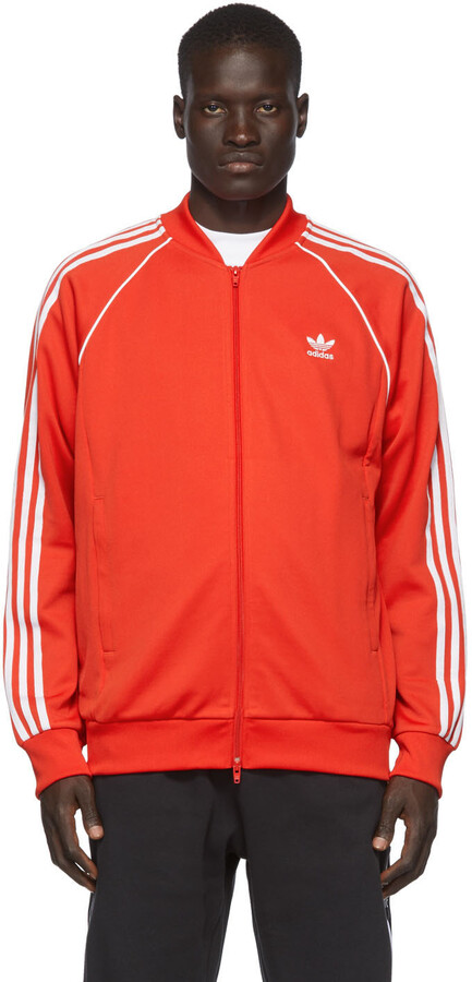 adidas Red SST Track Jacket Sweater - ShopStyle
