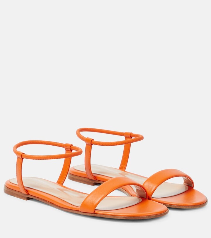 Gianvito Rossi Jaime flat leather sandals - ShopStyle