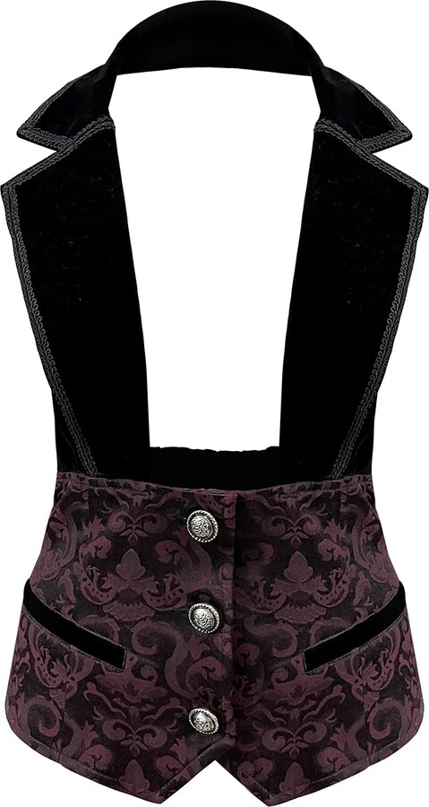 SUPLEAP Women Gothic Victorian Pirate Vest Steampunk Vampire Medieval ...