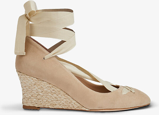 LK Bennett Womens Bei-trench Drina Ribbon-tie Suede Wedges - ShopStyle