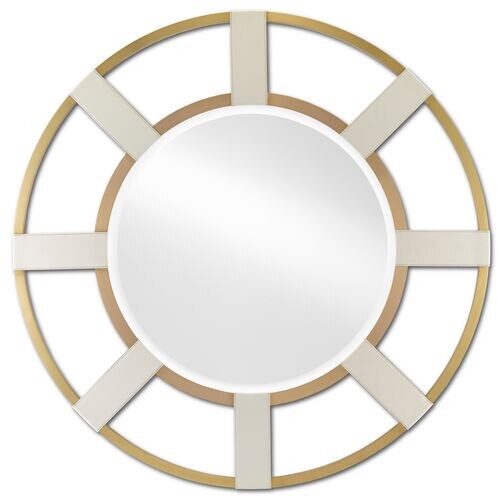 Currey & Company Camille Round Mirror - Cream/Brushed Brass Ivory ...