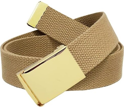 Build A Belt Men's Gold Military Flip Top Belt Buckle with Canvas Web ...