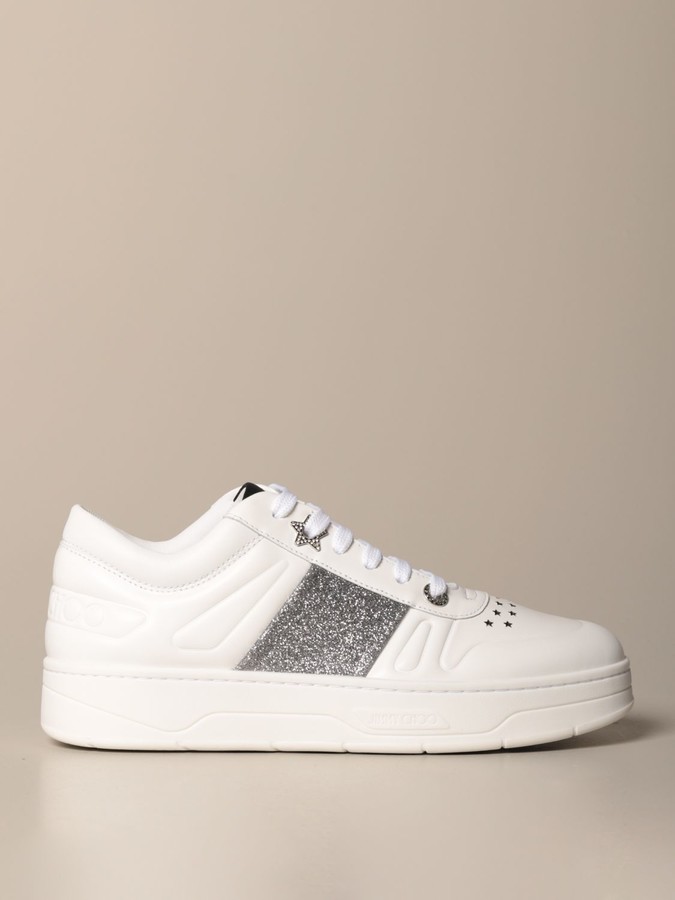 Jimmy Choo Hawaii / F Sneakers In Leather And Glitter - ShopStyle