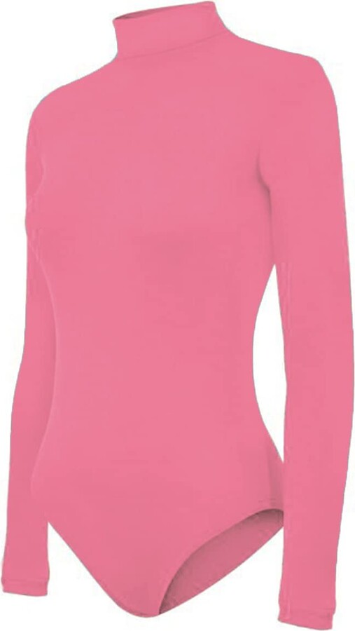 Elum Women Long Sleeve Polo Neck Bodysuit Stretch Turtle High Neck ...