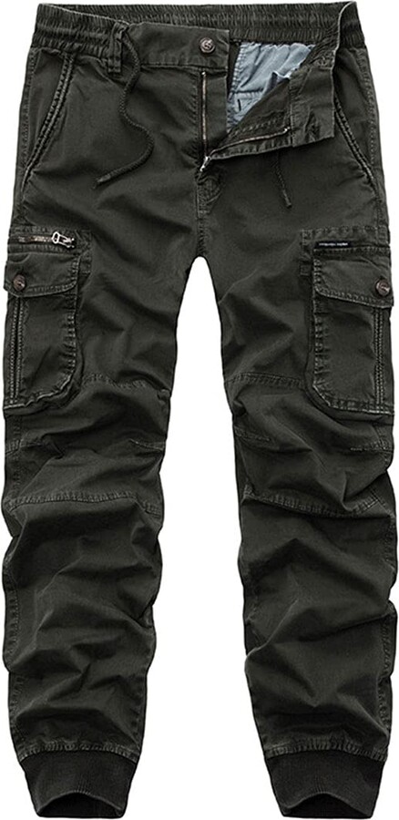ebossy Mens Multi Pockets Cargo Pants Button Fly Military Combat ...