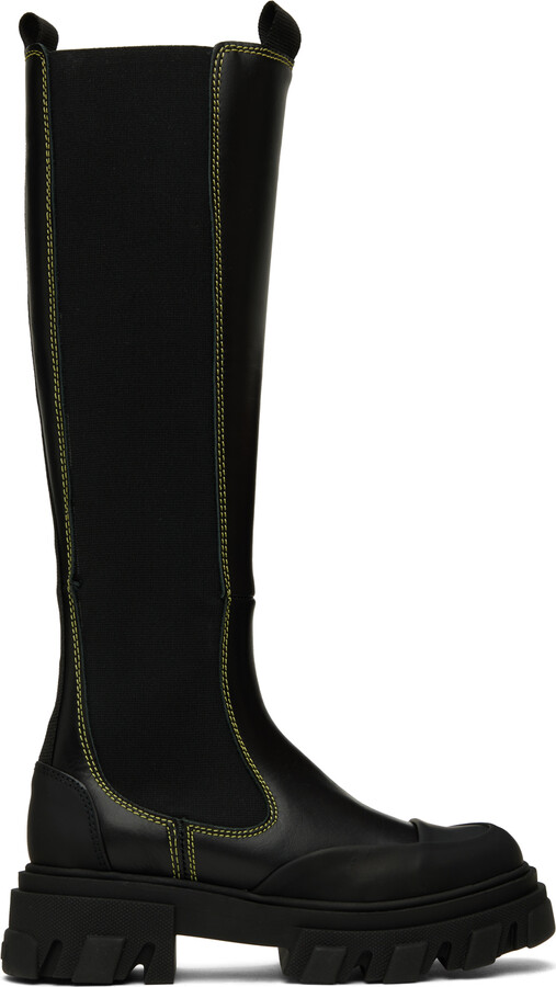Ganni Black Cleated Chelsea Boots - ShopStyle