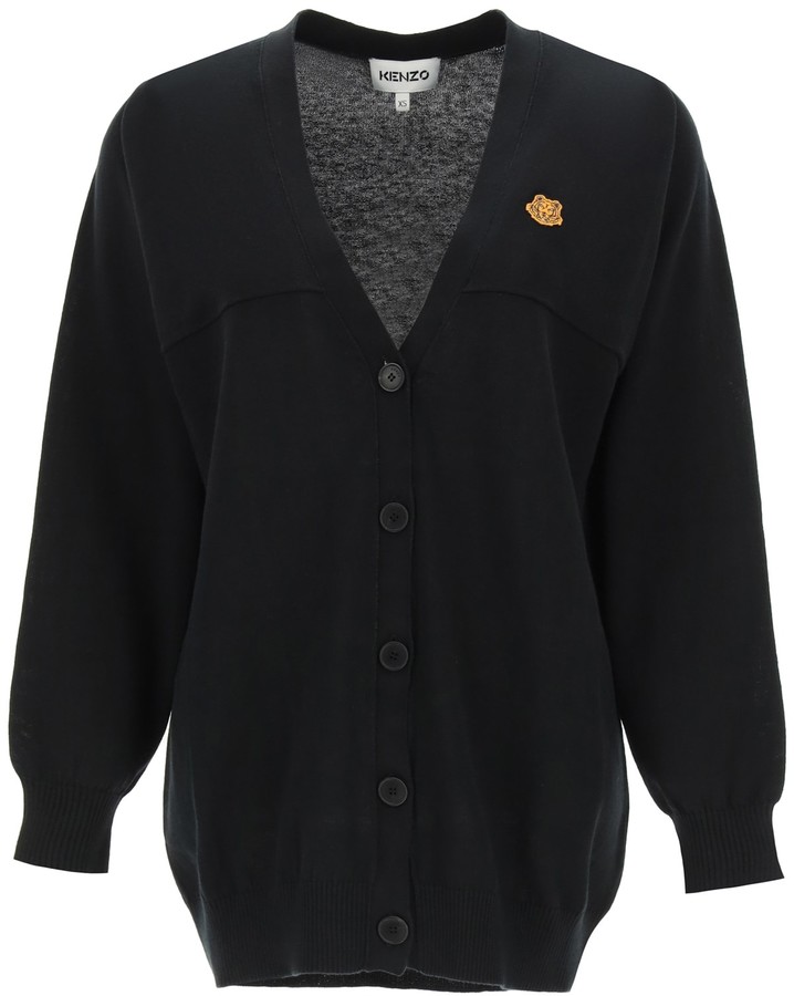 Kenzo Cotton Cardigan Tiger Crest Patch - ShopStyle