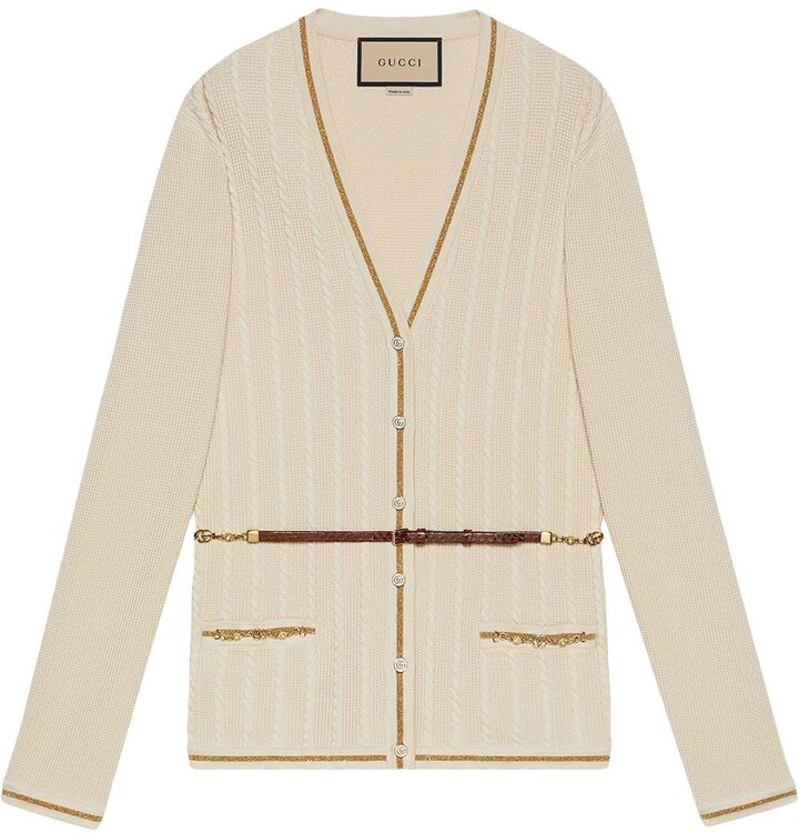 Gucci Cable-Knit Belted Cardigan - ShopStyle