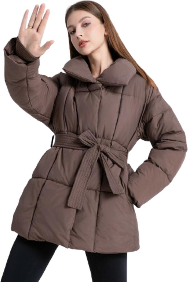Generic Winter Coat Women's Short Quilted Coat High Collar with Press ...