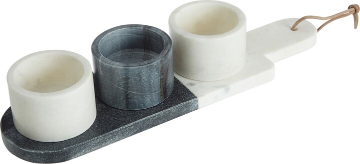 So'home 3-piece Condiment Paddle Board Set In White/grey Marble ...