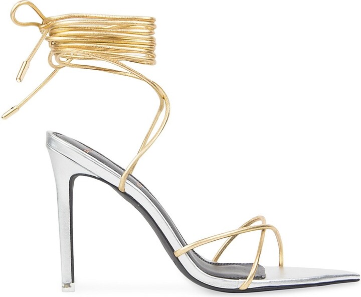 Black Suede Studio Talia Metallic High Heel Sandals - ShopStyle