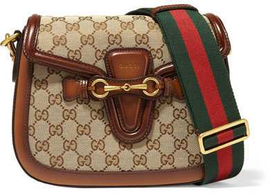 Gucci Lady Web Medium Leather-trimmed Coated-canvas Shoulder Bag ...