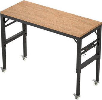Latitude Run 60'' W Solid Wood Top Height-Adjustable Workbench with ...