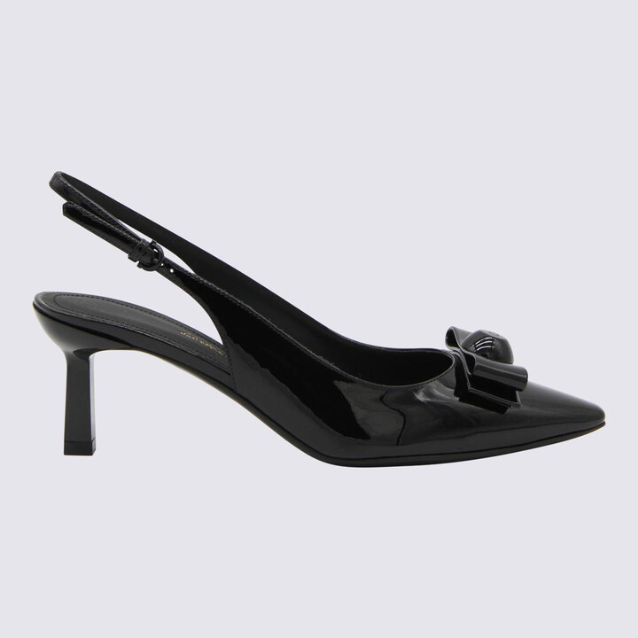 Ferragamo Black Vynil Vara Bow Karine Slingbacks - ShopStyle Pumps