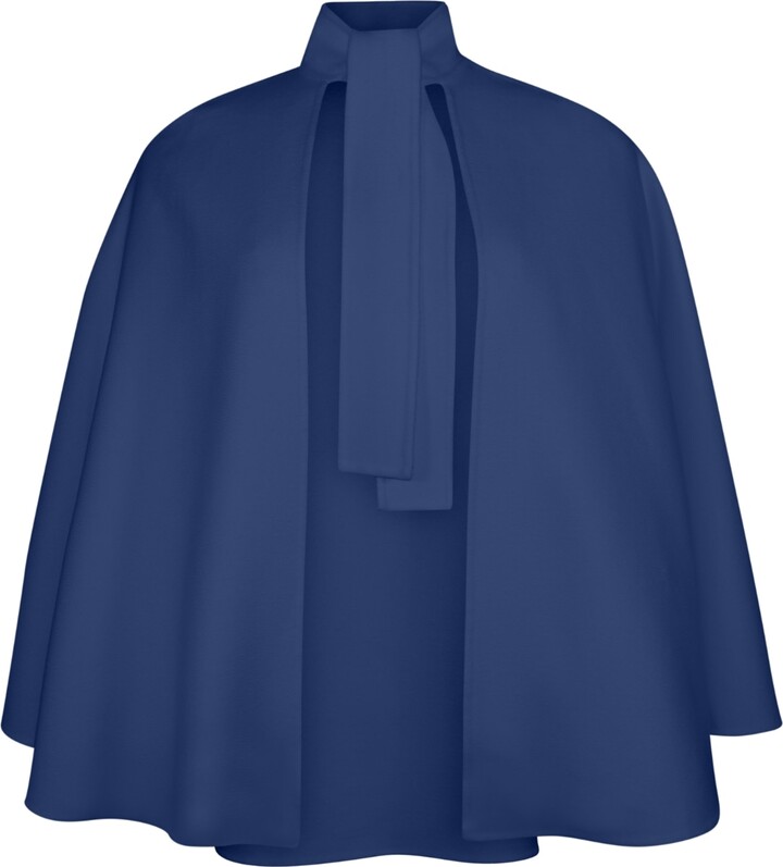 Safiro Navy Blue Double Cashmere Ladies Cape - ShopStyle Jackets