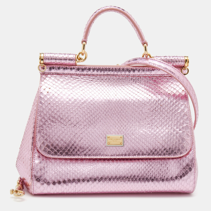 Dolce & Gabbana Metallic Python Medium Miss Sicily Top Handle Bag ...