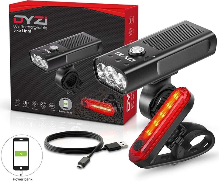 Dyzi Premium Aluminium Bike Lights Set Waterproof Rechargeable ...