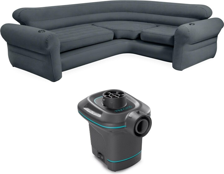Intex Inflatable Corner Sectional Sofa with 120V Quick Fill Ac Electric ...