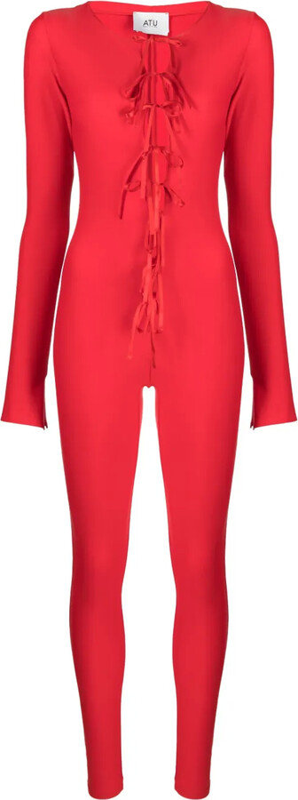 Atu Body Couture Tie-Fastening Satin-Finish Catsuit - ShopStyle ...