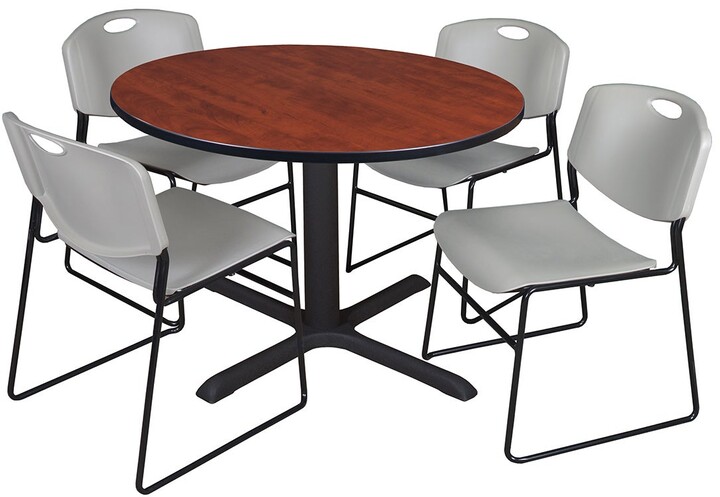 Regency Seating Round 48-inch Table and 4 Zeng Stackable Grey Chairs - ShopStyle Home Office