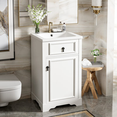 Winston Porter 20-Inch Bathroom Vanity with Ceramic Sink, Soft Close ...