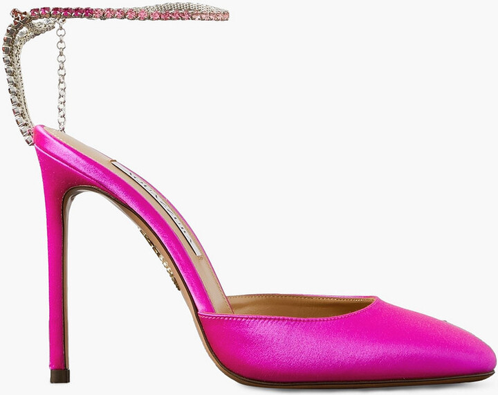 Aquazzura Ice 105 crystal-embellished satin pumps - ShopStyle