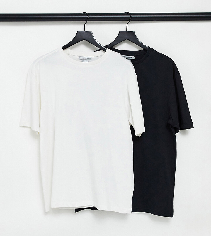 Another Influence Tall 2-pack boxy oversized T-shirts in black and ...