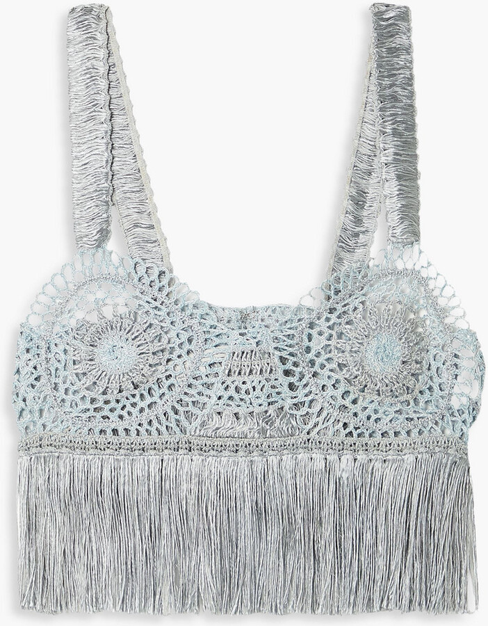 Stella McCartney Fringed crochet-knit bra top - ShopStyle