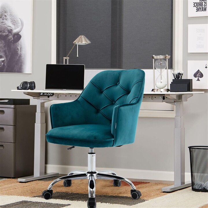 AWZTOO Modern Velvet Home Office Chair Adjustable 360 Degree Swivel ...