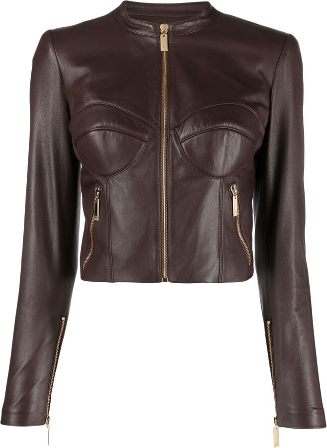 Elisabetta Franchi Bustier-Detail Biker Jacket - ShopStyle