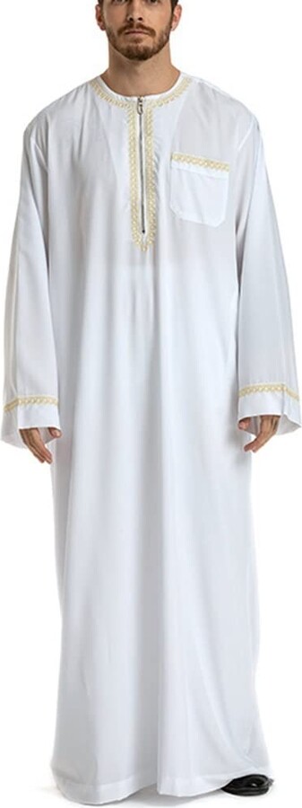 SXLLZSLC Muslim Arab Robe Long Sleeve Kaftan Thobe Long Gown Casual ...