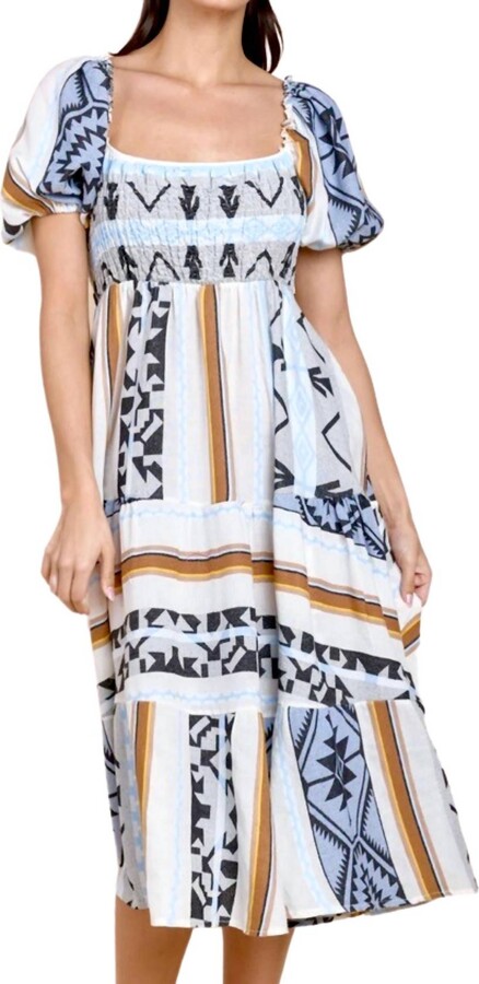 Sofia Collections Zelma Midi Dress In Nottingham Beige - ShopStyle