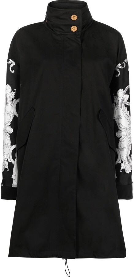 Versace Silver Baroque parka coat - ShopStyle
