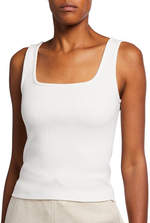 Vince Ribbed Square-Neck Tank - ShopStyle