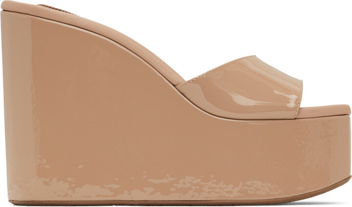 Alaia Pink Platform Wedge Mules - ShopStyle