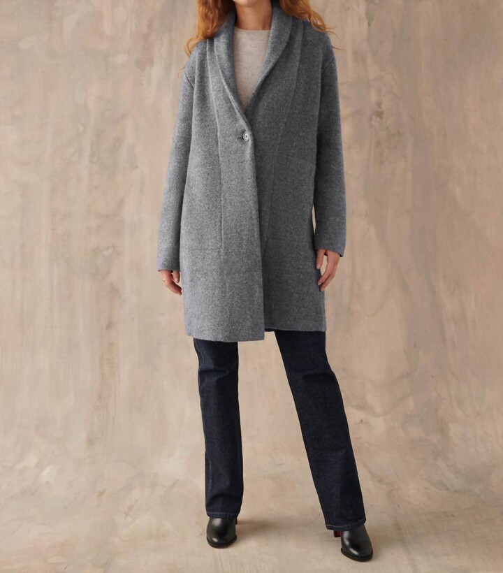 White + Warren Lofty Blend Tailored Coatigan in Brushed Grey ...