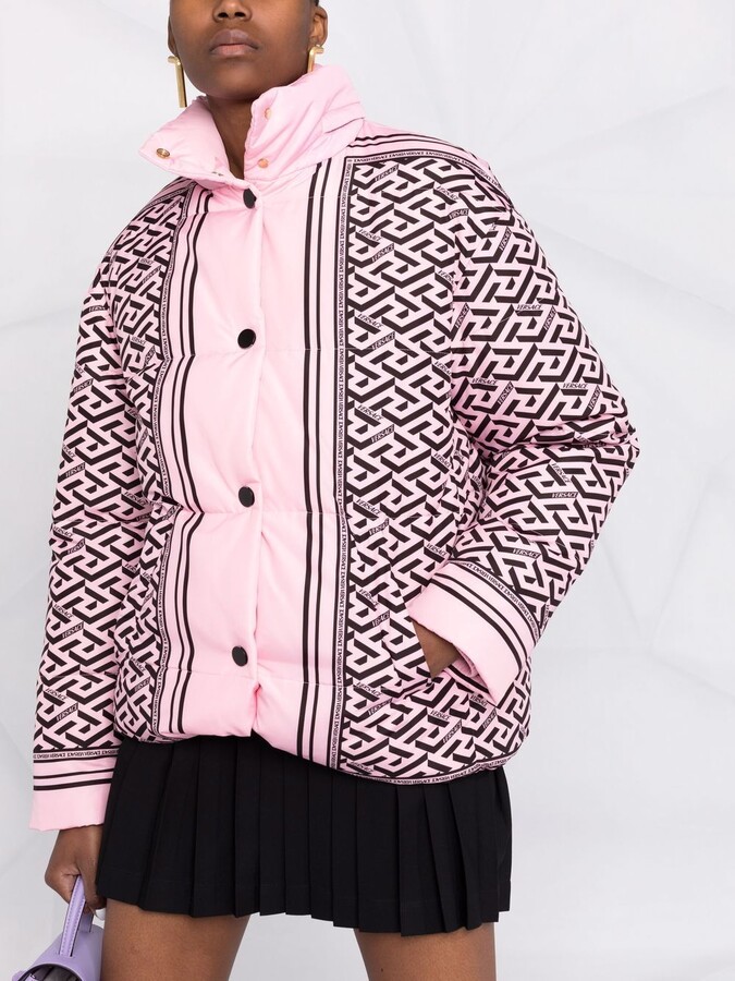 Versace La Greca print puffer jacket - ShopStyle