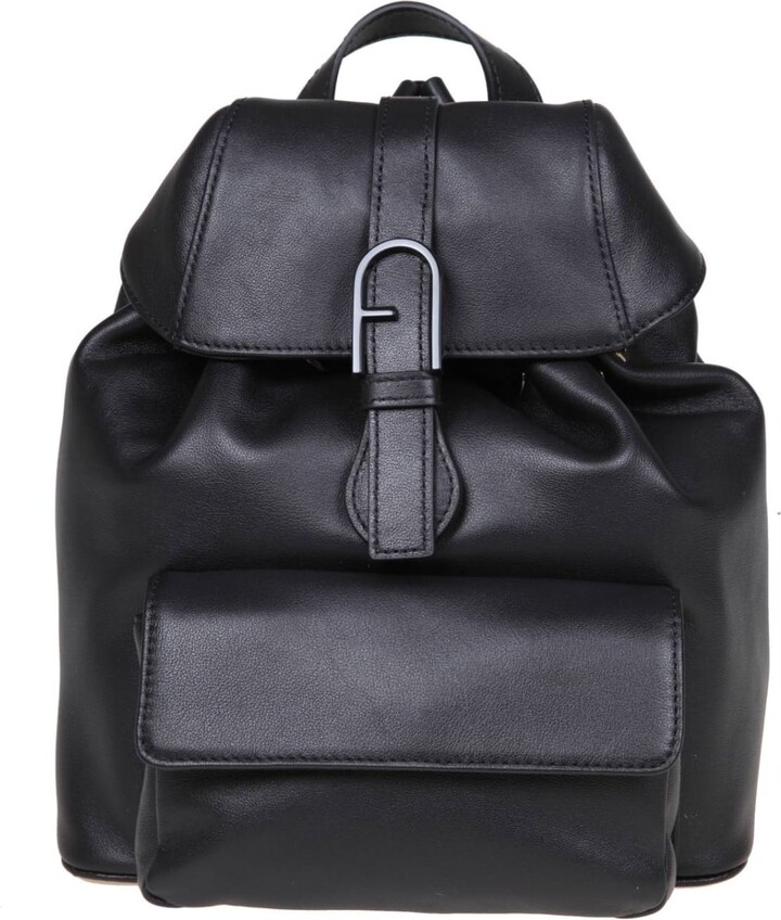 Furla Flow S Black Leather Backpack - ShopStyle
