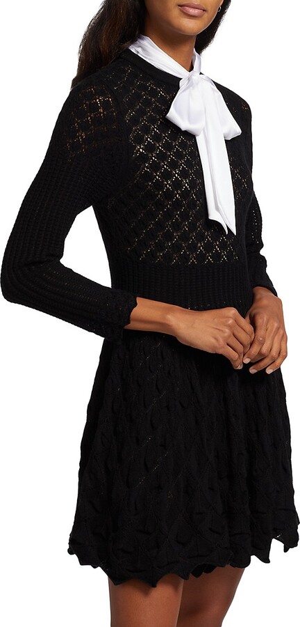 Alice + Olivia Gin Pointelle Lace Mini Dress - ShopStyle