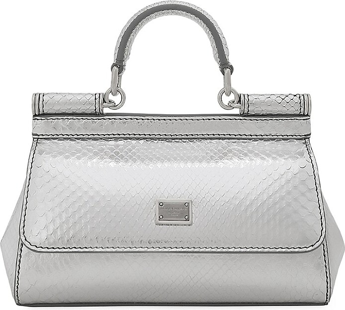 Dolce & Gabbana Sicily Metallic Python Leather Top-Handle Bag - ShopStyle