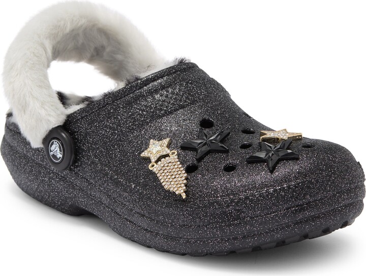 Crocs Classic Disco Glitter Faux Fur Lined Clog - ShopStyle